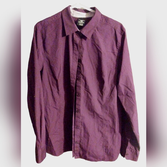 George | Tops | George Button Down Long Sleeve Dark Purple Womens Shirt ...